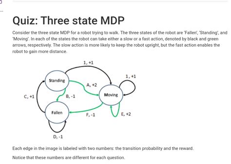 Solved Quiz Three State Mdp Consider The Three State Mdp For A Robot