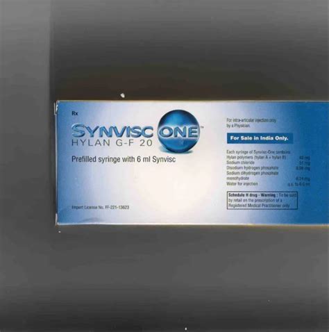 Synvisc One Injection Hylan G F 20 Latest Price Dealers And Retailers In India