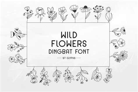 Wild Flowers Dingbat Font Floral Dingbat Font