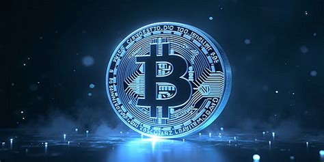 A Glowing Blue Bitcoin Coin Featuring Prominent B Symbol Surrounded By