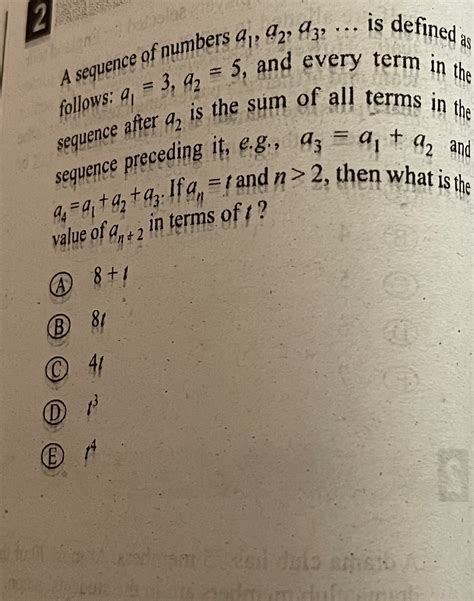 Solved A Sequence Of Numbers A A A Is Defined As Chegg Com
