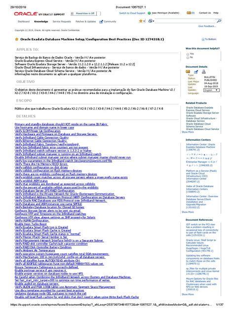 Oracle Exadata Database Boas Praticas Document 10675271 Pdf