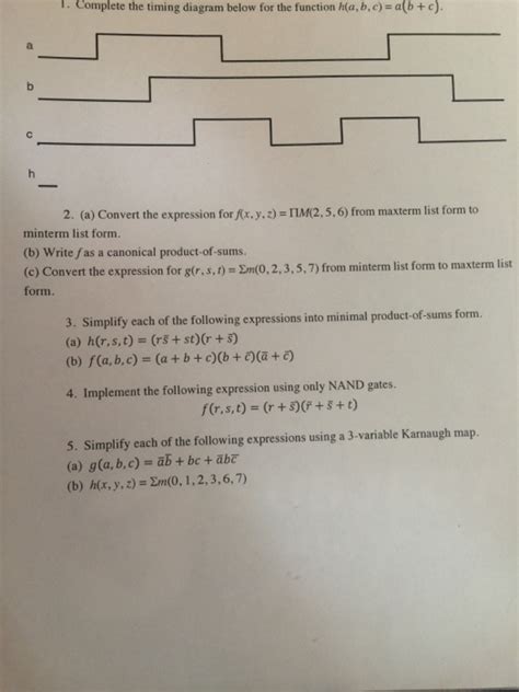 Solved Complete The Timing Diagram Below For The Function