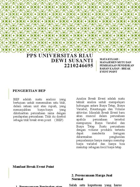 Break Event Point Pdf