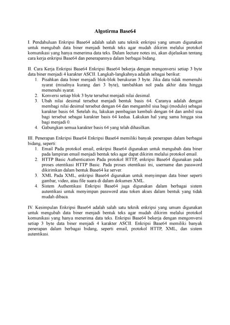 Algotirma Base64 Contoh Algoritma 2 Arah Algotirma Base I Pendahuluan Enkripsi Base64