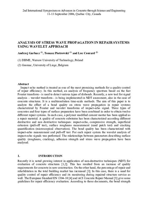Pdf Analysis Of Stress Wave Propagation In Repair Systems Using