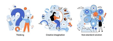 창의적 사고 사람들은 다른 정신적 사고 방식 유형 또는 모델 창조적 상상력이 풍부한 논리적 및 구조적 사고 감정에 대한 스톡 벡터 아트 및 기타 이미지 Istock