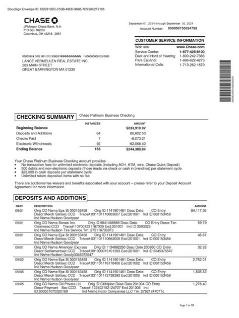 Chase Business Bank Statement Pdf