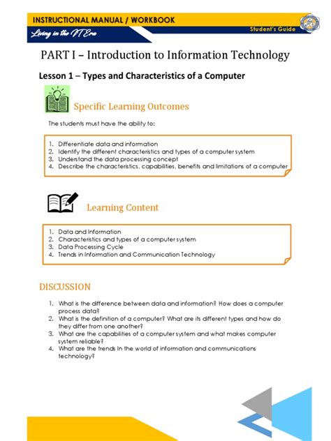 module 1 introduction to it pdf random access memory computer