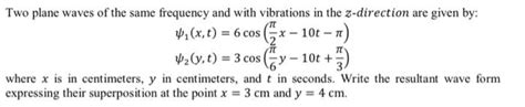Solved Two Plane Waves Of The Same Frequency And With Chegg Com