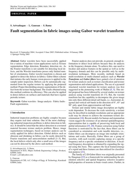 Pdf Fault Segmentation In Fabric Images Using Gabor Wavelet Transform