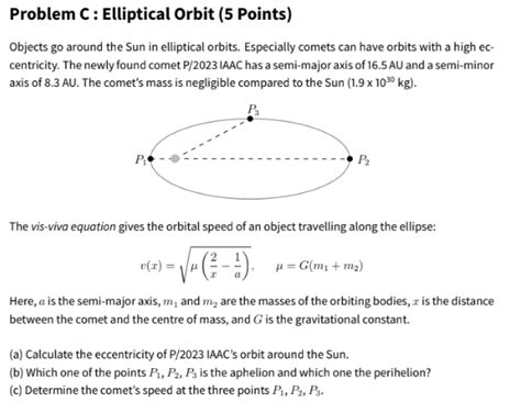 Solved Objects Go Around The Sun In Elliptical Orbits