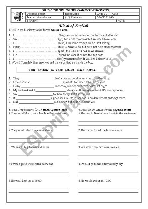 Present Unreal Conditional Esl Worksheet By Tzoll