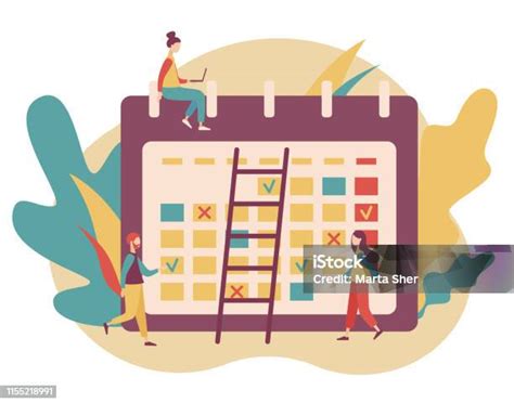 계획 일정 개념입니다 평면 만화 스타일입니다 벡터 일러스트 개념에 대한 스톡 벡터 아트 및 기타 이미지 개념 개념과 주제 개발 Istock