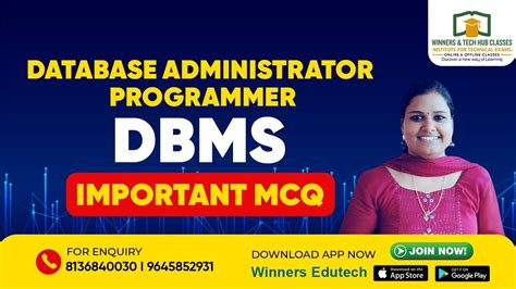 DATABASE ADMINISTRATOR PROGRAMMER DBMS MCQ YouTube
