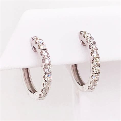 064 Carat Diamond Huggies Mini Diamond Hoop Earrings In 14 Karat