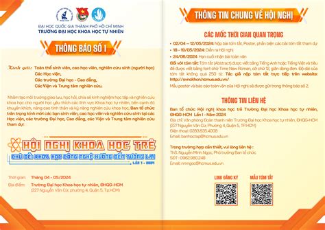[thông Báo Số 1] Hội Nghị Khoa Học Trẻ Trường Đại Học Khoa Học Tự Nhiên Đhqg Hcm Lần 1 Năm