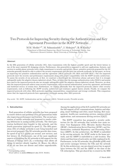 pdf two protocols for improving security during the authentication