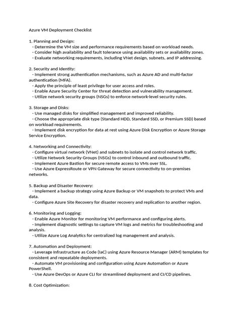 Azure Vm Deployment Checklist Pdf