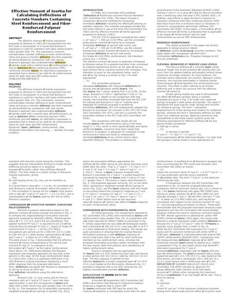 Effective Moment Of Inertia For Calculating Deflections Of Concrete Members Containing Steel
