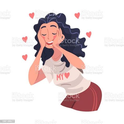 자신을 존경하는 여성 캐릭터와의 자기 사랑은 벡터 일러스트 레이 션을 중심으로 그녀의 외모에 기뻐했습니다 감각 지각에 대한 스톡 벡터 아트 및 기타 이미지 Istock