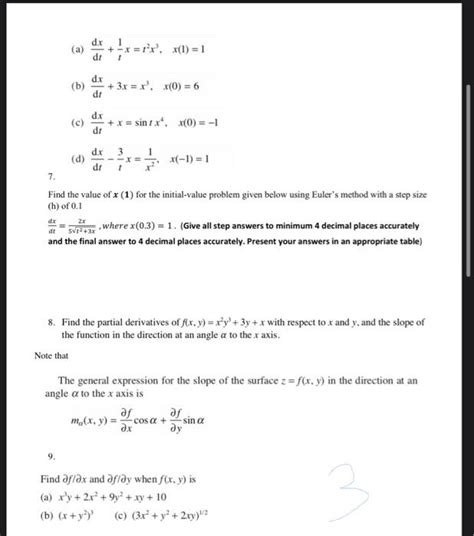 solved a dtdx t1x t2x3 x 1 1 b dtdx 3x x3 x 0 6 c