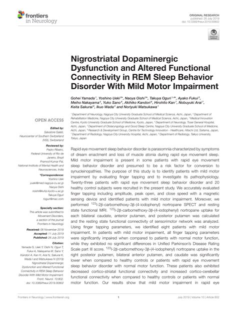 Pdf Nigrostriatal Dopaminergic Dysfunction And Altered Functional