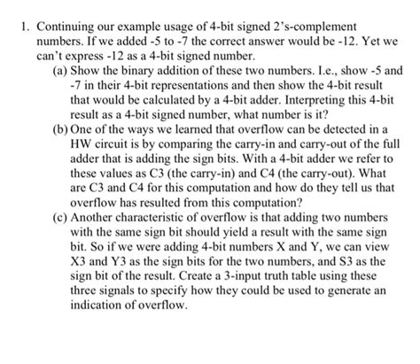 Solved 1 Continuing Our Example Usage Of 4 Bit Signed