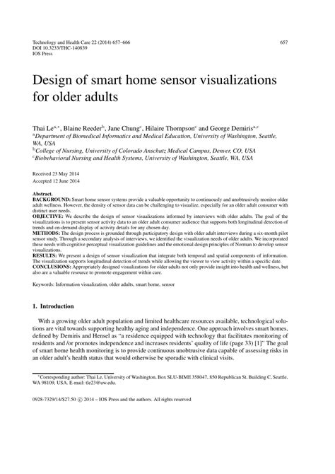 Pdf Design Of Smart Home Sensor Visualizations For Older Adults