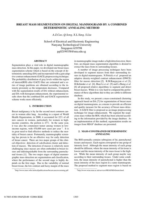 pdf breast mass segmentation on digital mammograms by a combined