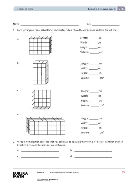 Lesson 4 Homework Pdf Volume Length