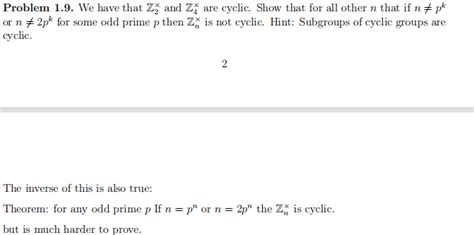Solved Problem 1 9 We Have That Zx And Z Are Cyclic Show Chegg Com