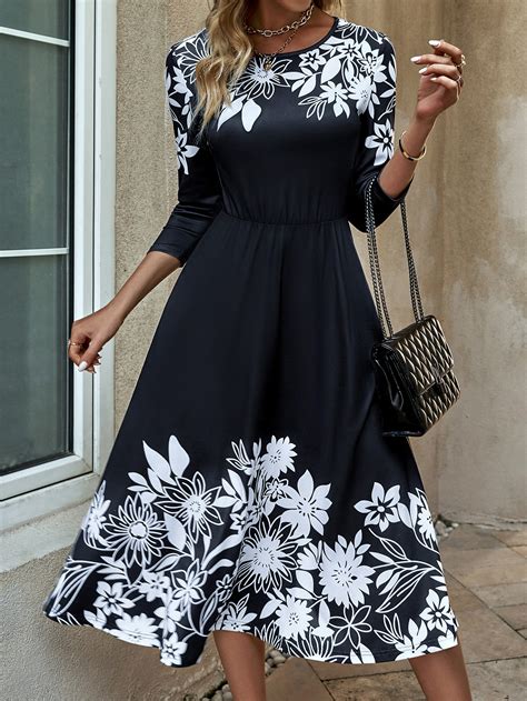 Shein Lune Vestido Línea A Con Estampado Floral Moda De Mujer Shein