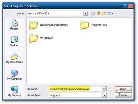 create your own windows 7 style automatic defrag in windows xp