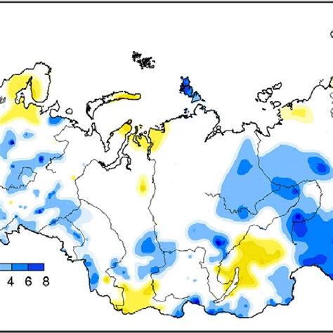 Spatial Distribution Of Linear Trend Coefficients Days10 Yr 1 5