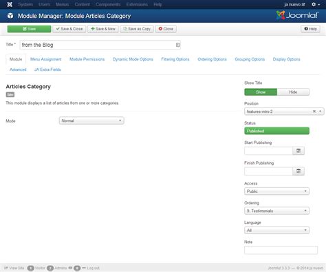 Configuring Joomla Extensions In Ja Nuevo Joomlart