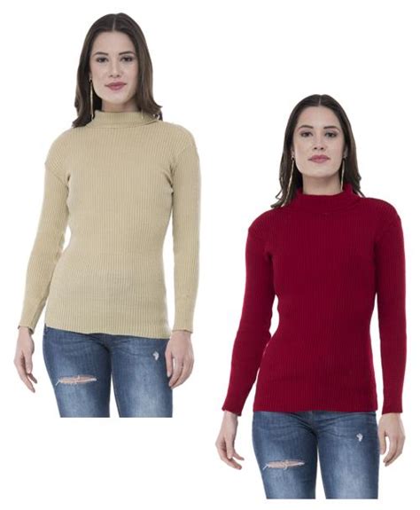 Buy Indiweaves Women Woollen Warm Full Sleeves High Neck Skivvy Pack