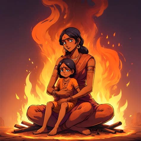 Premium Photo Burning Lady Holi Celebration India Holika Dahan Holi