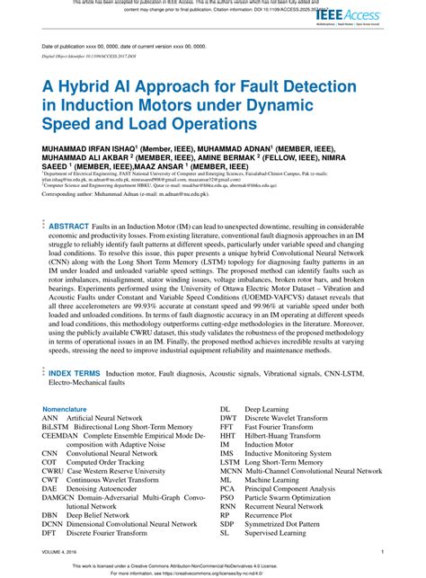 Pdf A Hybrid Ai Approach For Fault Detection In Induction Motors Under Dynamic Speed And Load
