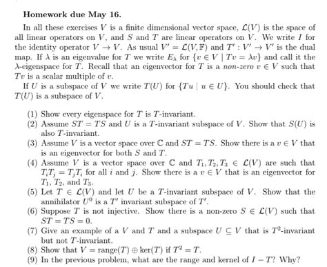 solved homework due may 16 in all these exercises v is a