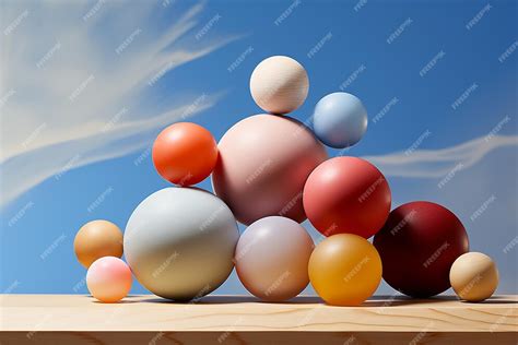 Premium Ai Image Balls Stack With Colorful Backdrop