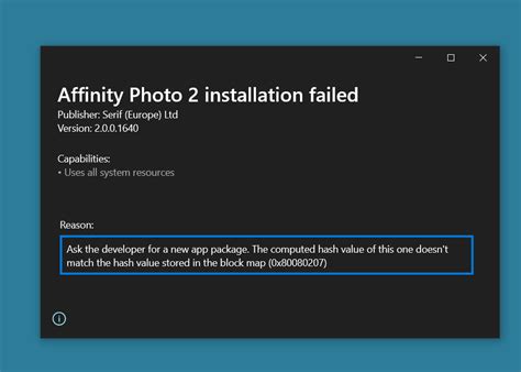 Affinity V2 All Products Installation Problems Under Windows 10 Pro 21H2 Desktop Questions