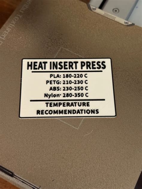 Heat Insert Temperature Settings By Blueknightlv Makerworld