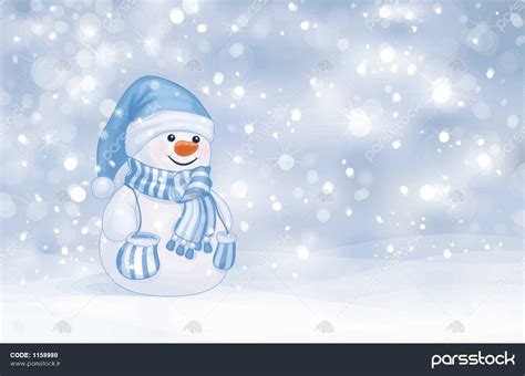 وکتور آدم برفی شاد در پس زمینه بارش برف 1158980