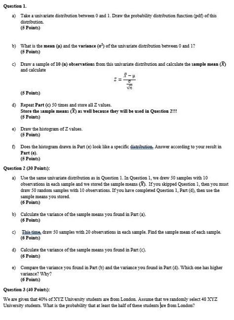 Solved Question A Take A Univariate Distribution Between Chegg