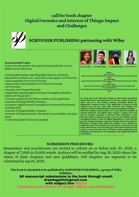 Pdf Call For Book Chapter Digital Forensics And Internet Of Things Impact And Challenges