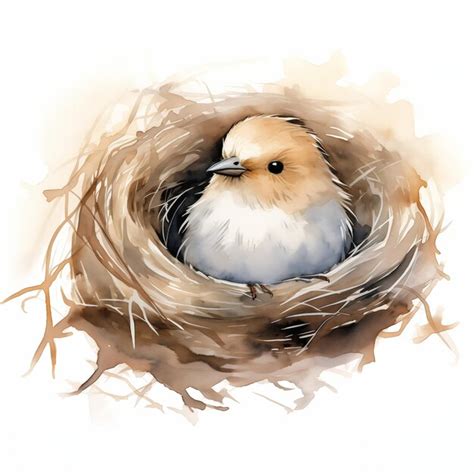 Premium Ai Image Bird Sitting Nest Illustration Video Rust Distinct Birth Renderer Roots