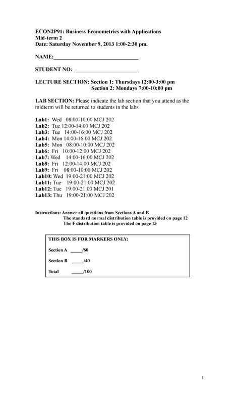 Sample Practice Exam 21 Fall 2013 Questions Econ2p91 Business Econometrics With Applications