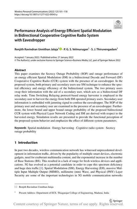 Performance Analysis Of Energy Efficient Spatial Modulation In