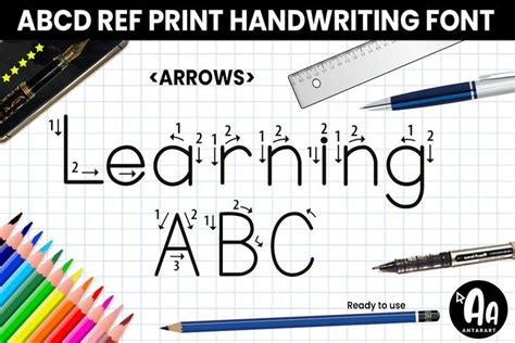 Abcd Ref Arrows Font By Antarart · Creative Fabrica Arrow Font Print Handwriting Lettering